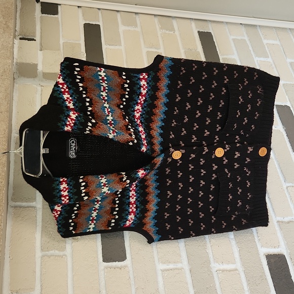Gitano | Sweaters | 8s Vintage Gitano Fair Isle Knit Button Front Vest ...